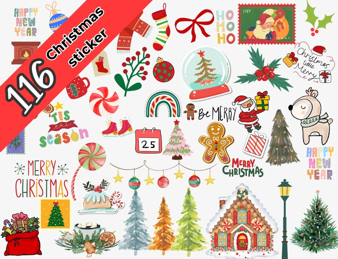 116 Christmas Digital Stickers , Goodnotes, Notability, Christmas ...