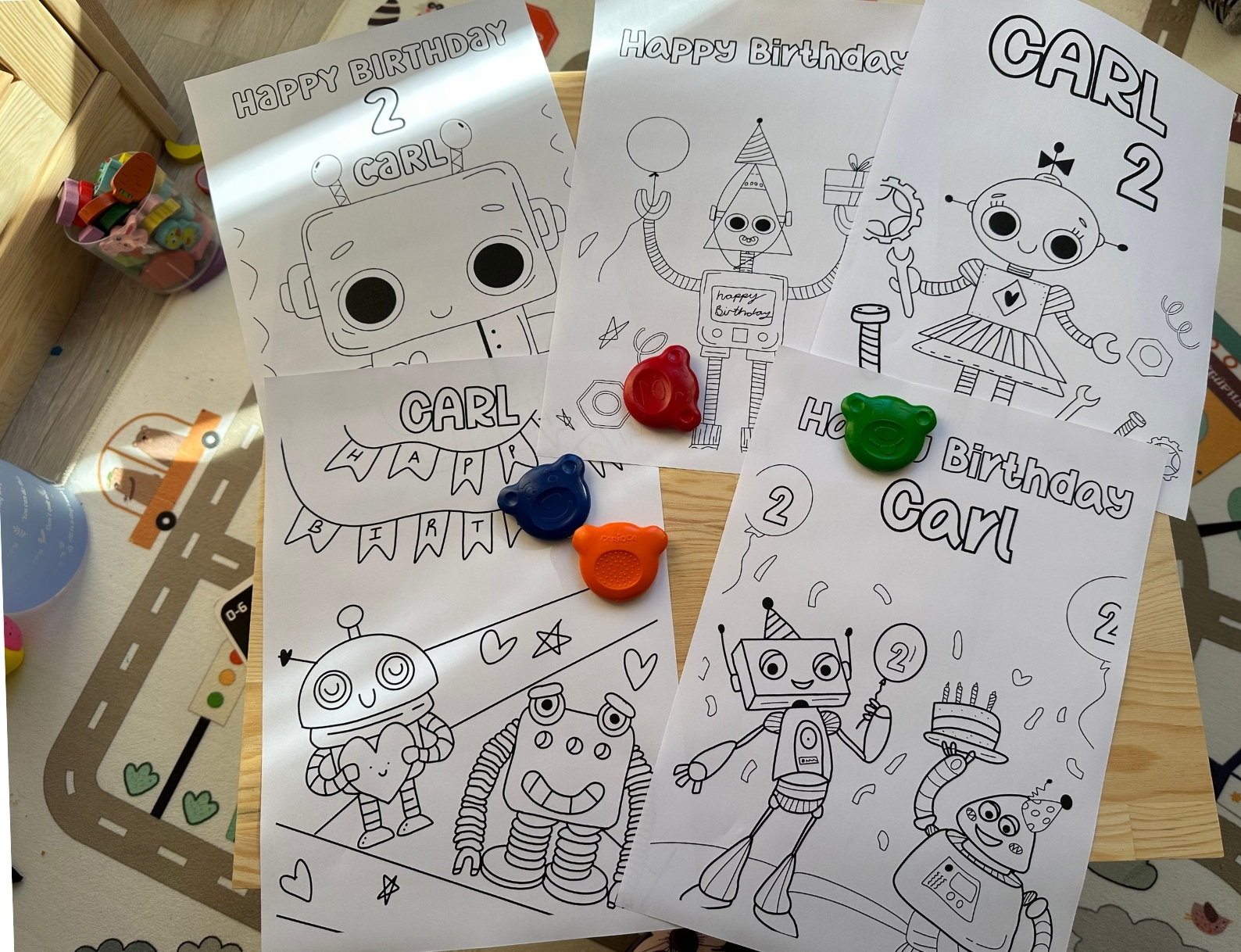 Personalized Robot Birthday Coloring Pages: Set of 5 (PDF) - Etsy