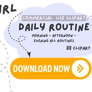 Girl Daily Routine Clipart: 88 PNG Illustrations (digital Download) - Etsy