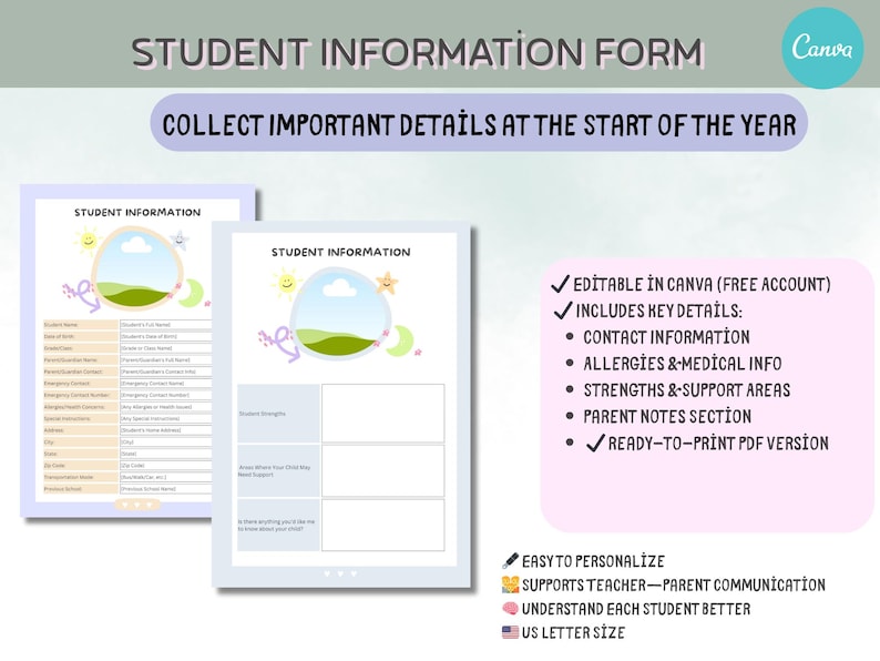 Editable Teacher Bundle: Parent Letters, Forms, Info Sheets (canva ...