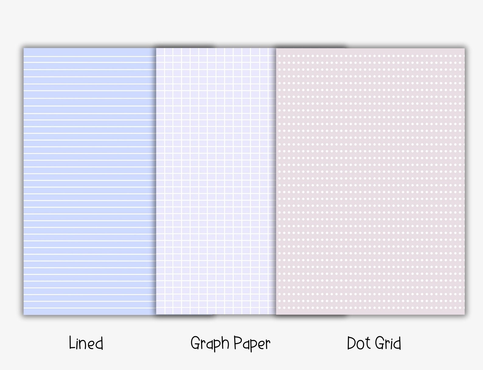 Printable Lined, Dot Grid, Graph Paper, Pastel Digital Paper, Multi ...
