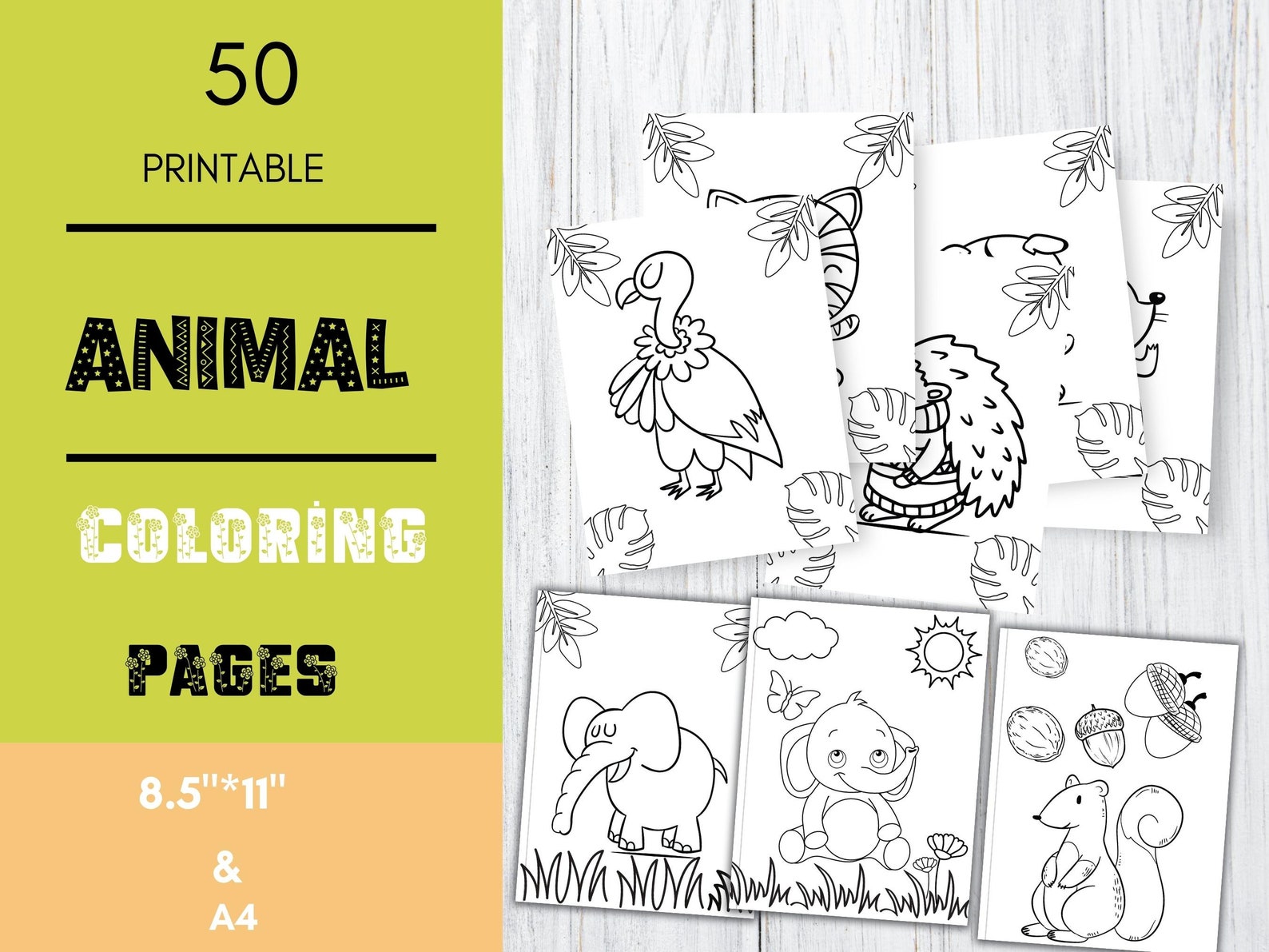 50 Printable Animals Coloring Pages for Kids, 50 Coloring Pages for ...