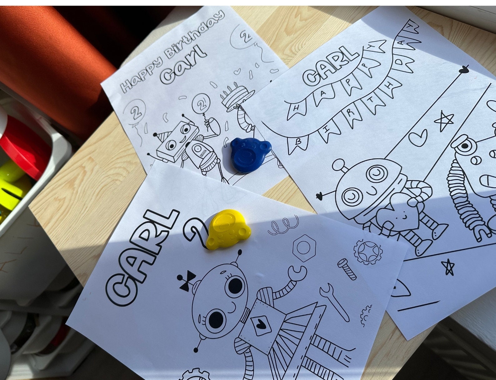 Personalized Robot Birthday Coloring Pages: Set of 5 (PDF) - Etsy