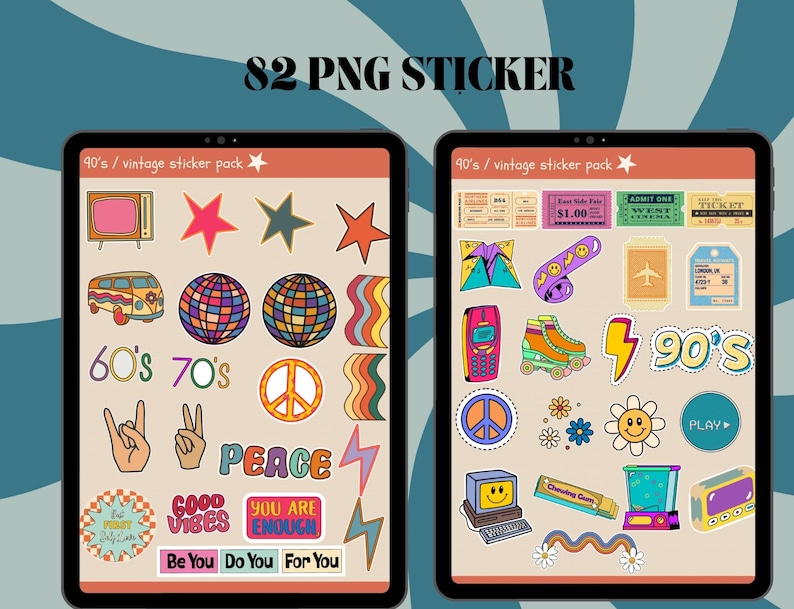 90's Clipart, 90s Clipart Bundle, 90's Sticker Pack, Vintage Sticker ...