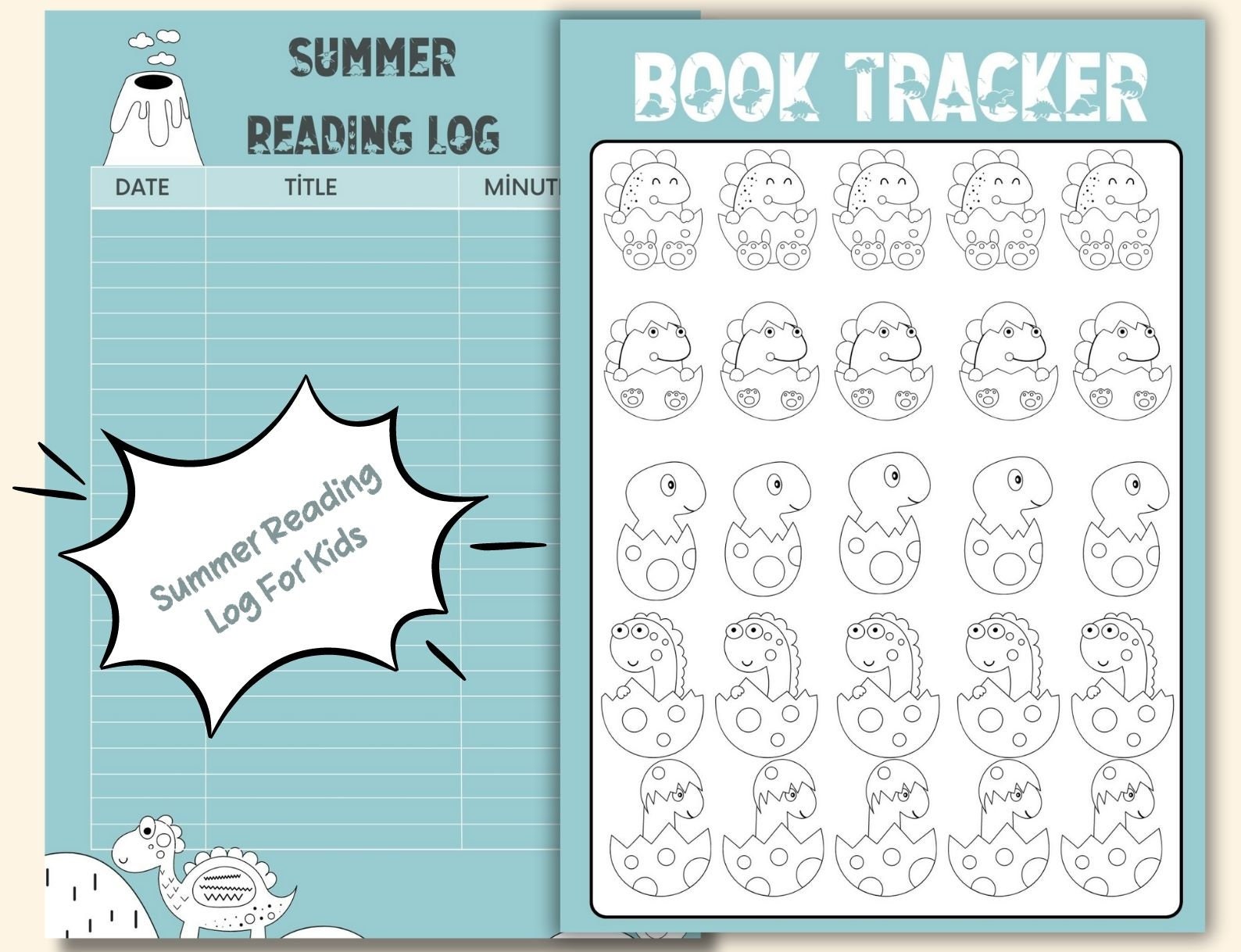 Dinosaur Reading Log Printable Reading Log Reading Journal - Etsy