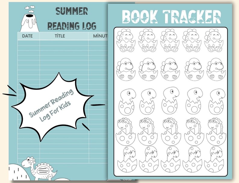 Dinosaur Reading Log, Printable Reading Log, Reading Journal, Book ...