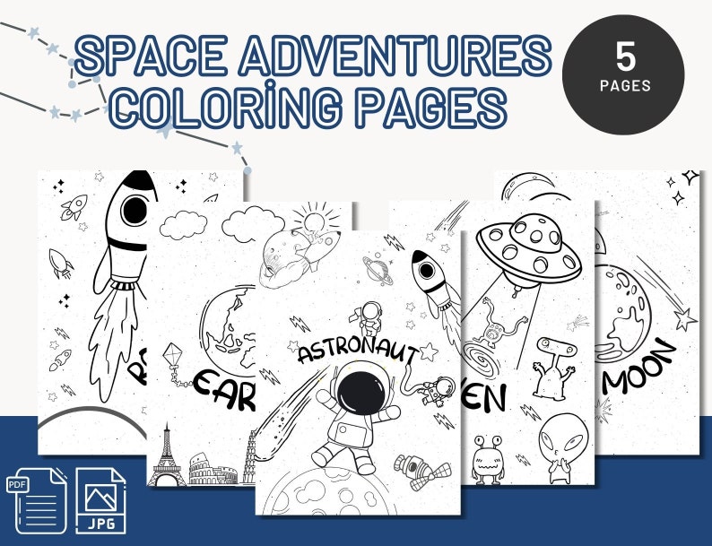 5 Outer Space Coloring Pages for Kids, Space Coloring Pages, Space ...