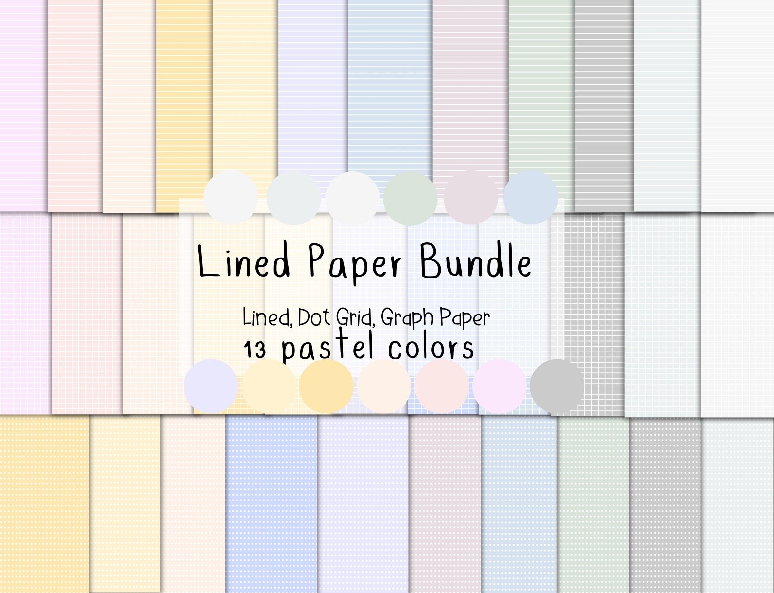 Printable Lined Dot Grid Graph Paper Pastel Digital Paper - Etsy