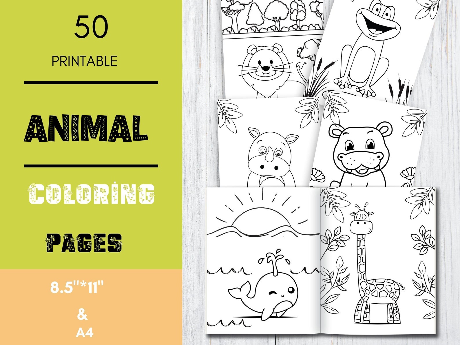 50 Printable Animals Coloring Pages for Kids, 50 Coloring Pages for ...