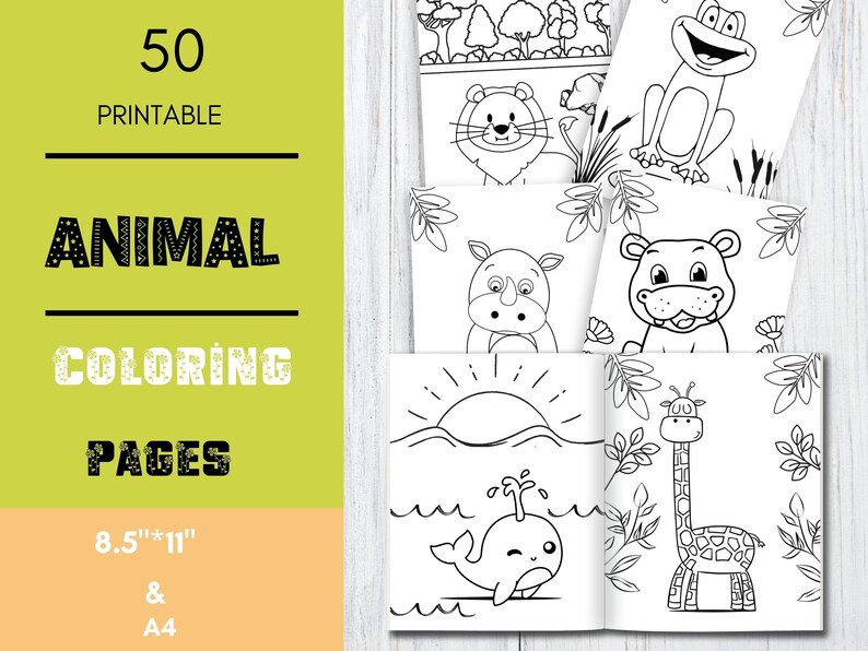 50 Printable Animals Coloring Pages for Kids, 50 Coloring Pages for ...