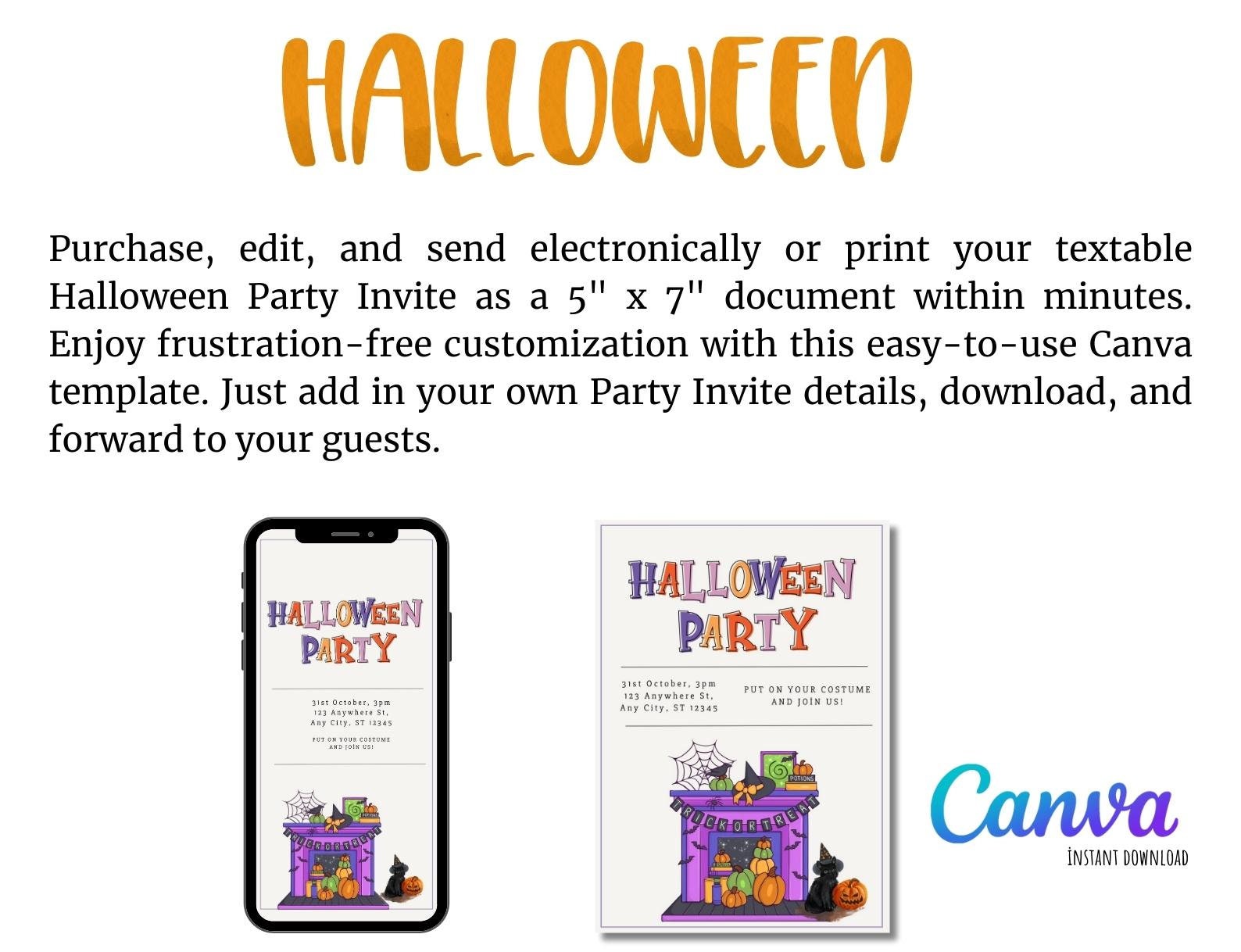Editable Halloween Party Invitation Printable Halloween Party - Etsy