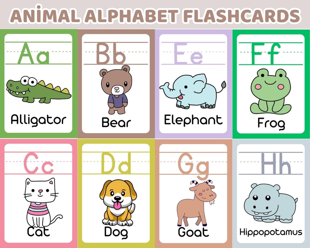 Animal Alphabet Flashcards, Toddlers Preschool Early Learning Resource ...