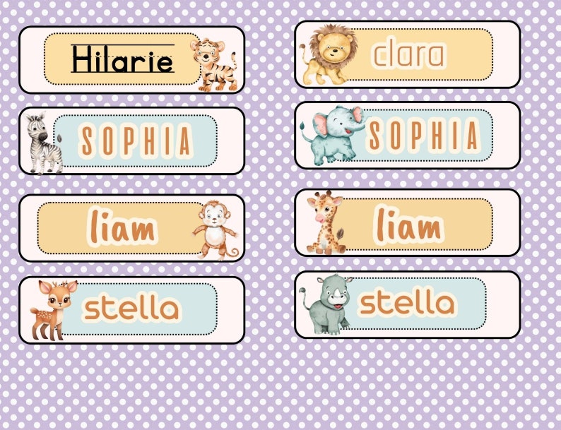 Safari Classroom Desk Plates: Editable Name Tags Template (canva) - Etsy