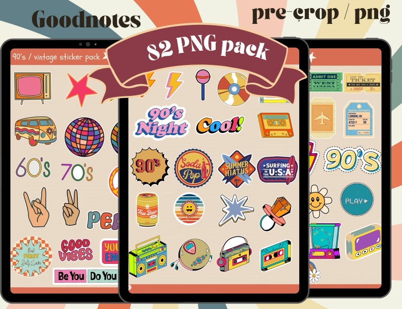 90's Clipart, 90s Clipart Bundle, 90's Sticker Pack, Vintage Sticker ...