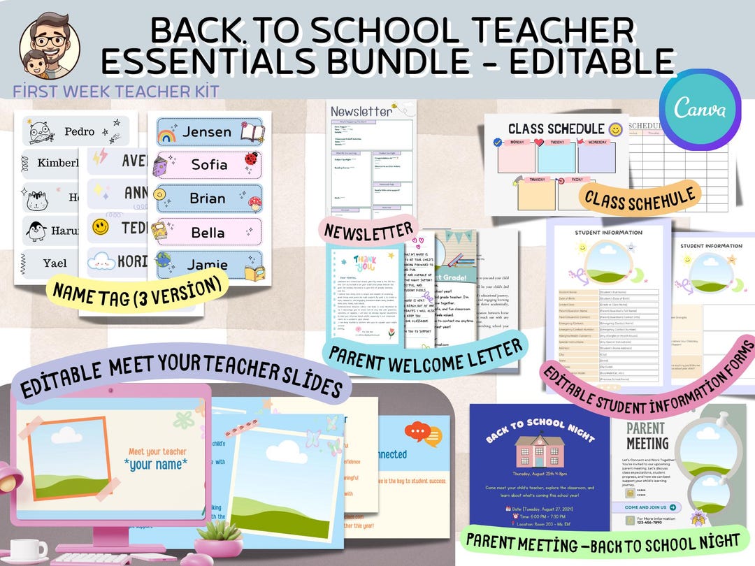 Editable Teacher Bundle: Parent Letters, Forms, Info Sheets (canva ...