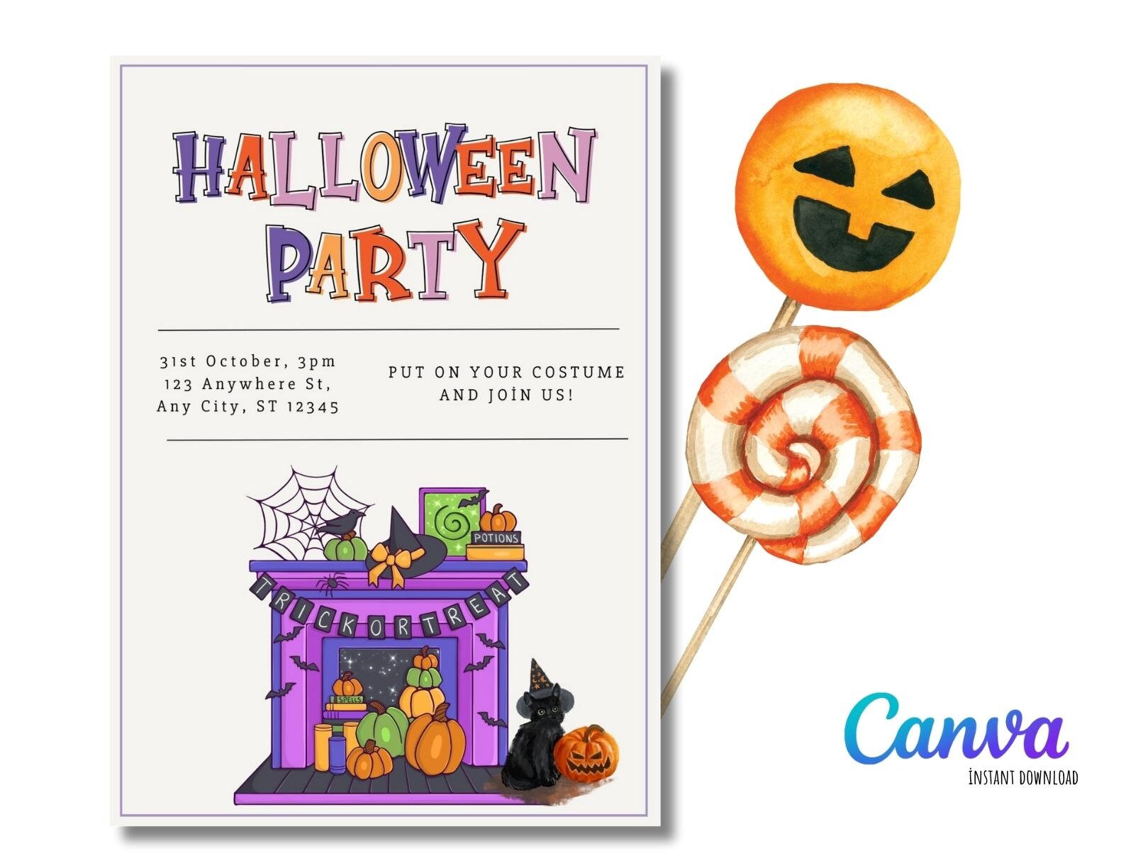 Editable Halloween Party Invitation Printable Halloween Party - Etsy