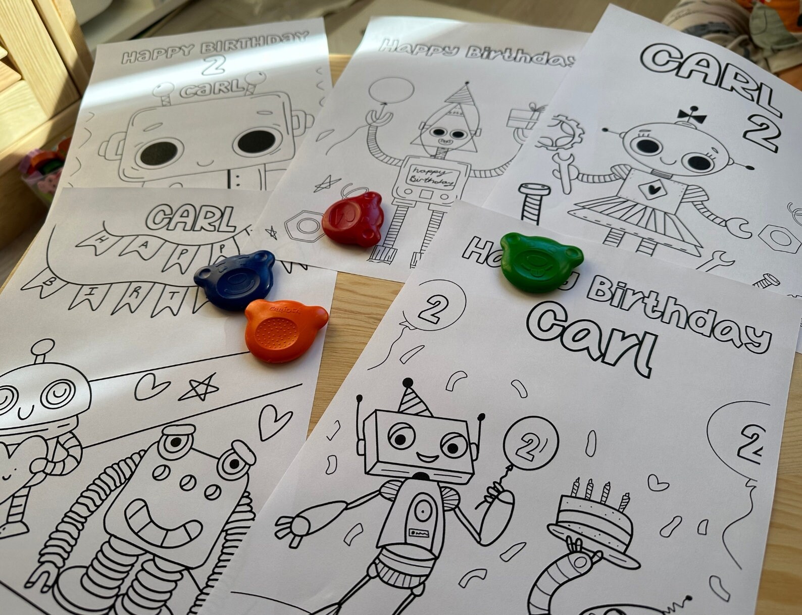 Personalized Robot Birthday Coloring Pages: Set of 5 (PDF) - Etsy