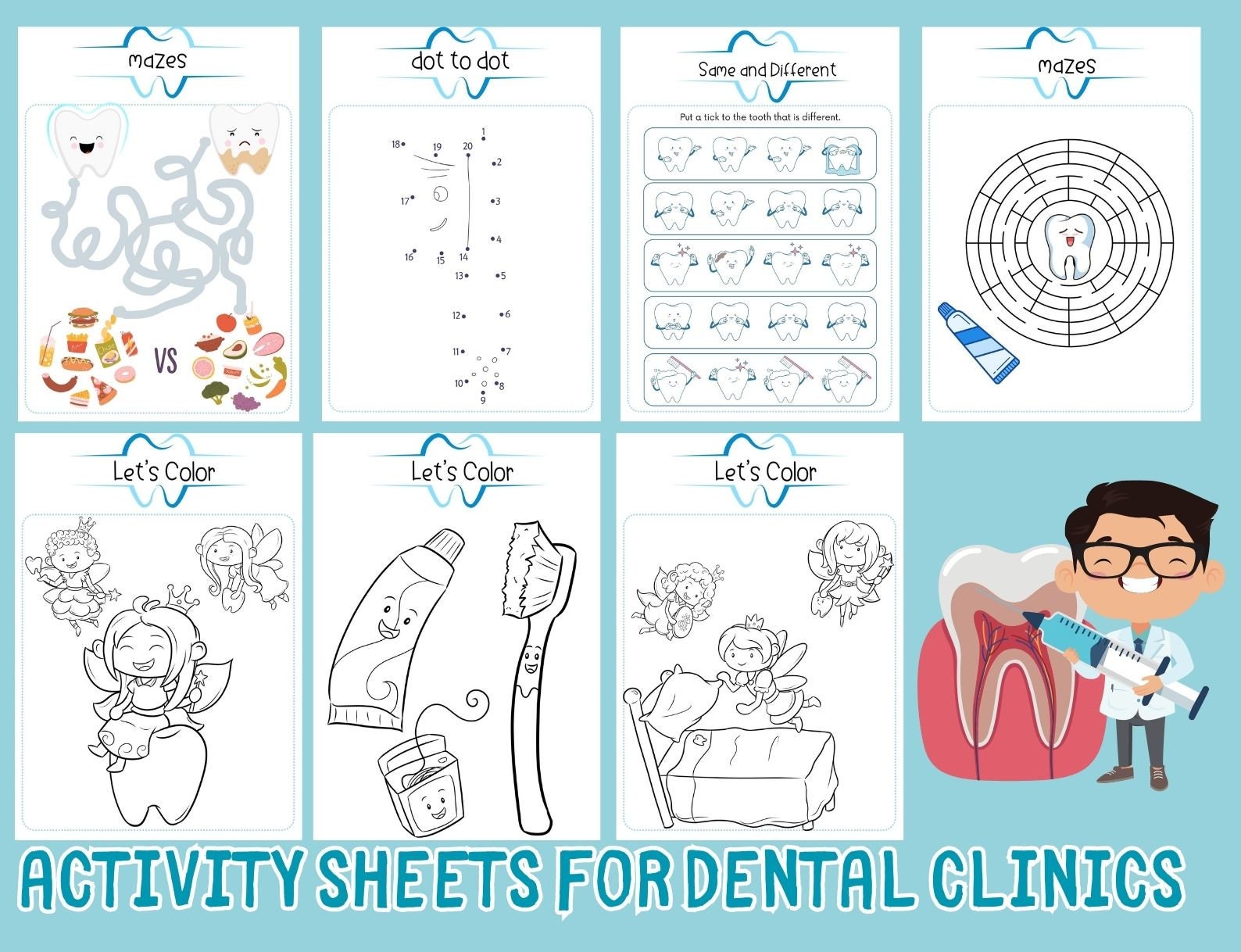 Dentist's Games, Dental Health Printable Activity for Kids, Tooth ...