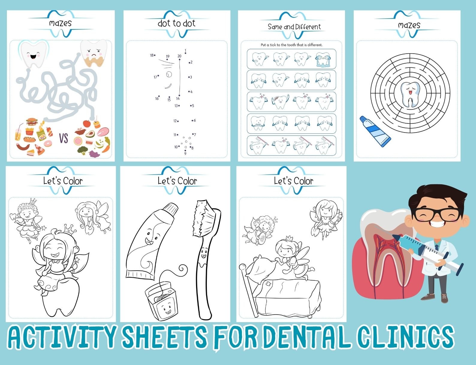 Dentist's Games, Dental Health Printable Activity for Kids, Tooth ...