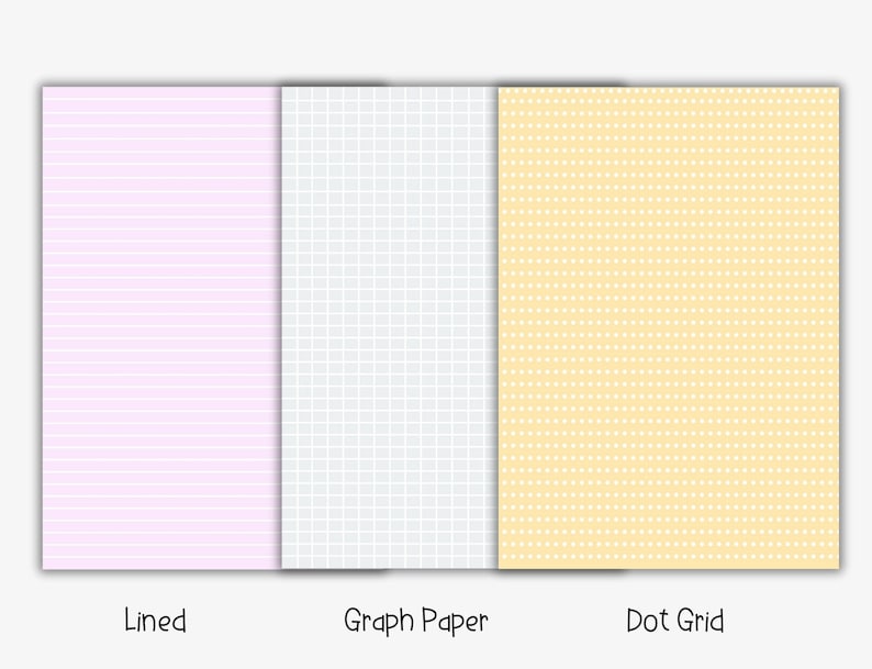 Printable Lined, Dot Grid, Graph Paper, Pastel Digital Paper, Multi ...