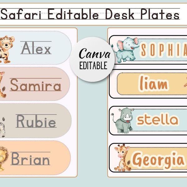 Safari Name Plates - Etsy