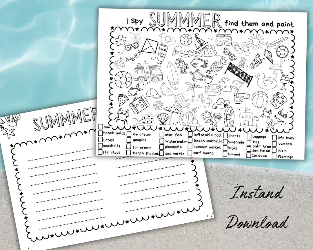 Summer I Spy Printable Activity Sheet I Spy for Kids I Spy - Etsy