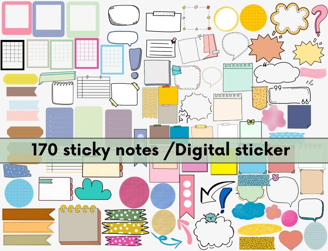 170 Digital Sticky Notes, Digital Stickers, Png Stickers, Goodnotes ...