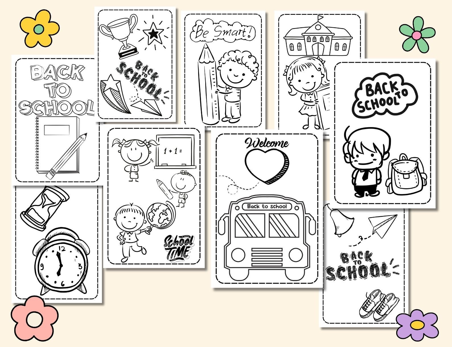 Back to School Coloring Pages, First Day of Back to School Supplies ...