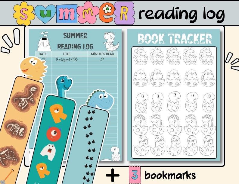 Dinosaur Reading Log Printable Reading Log Reading Journal - Etsy