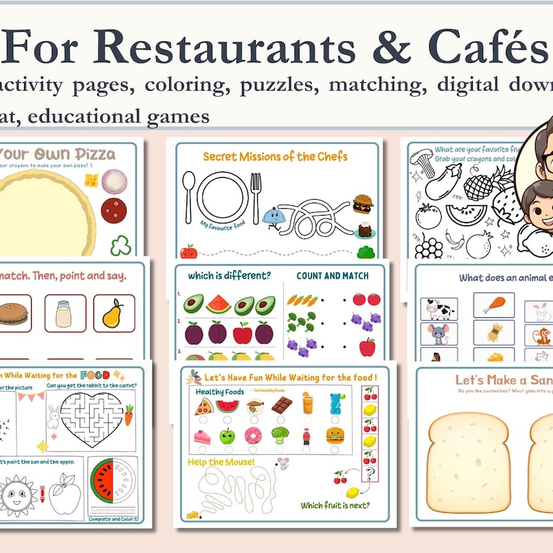 Restaurant Kids Activity Sheet - Etsy