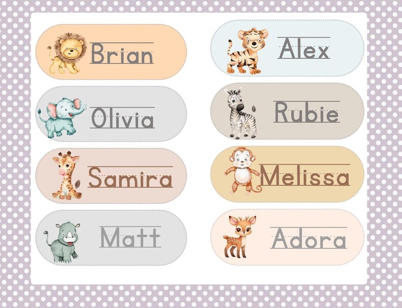 Safari Classroom Desk Plates: Editable Name Tags Template (canva) - Etsy