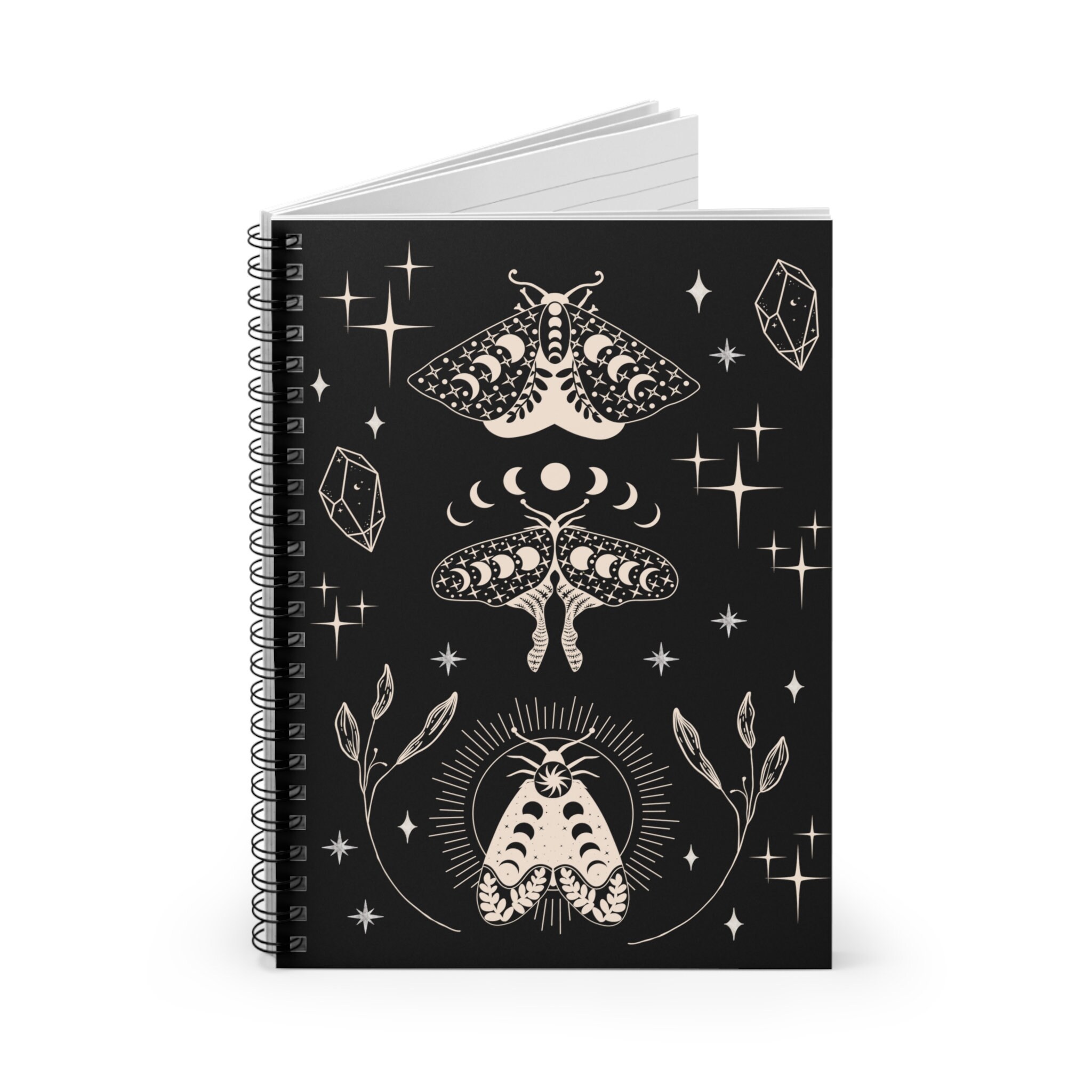 Fairycore Moth Moonphase Notebook, Crystal Points and Luna Moth Journal ...