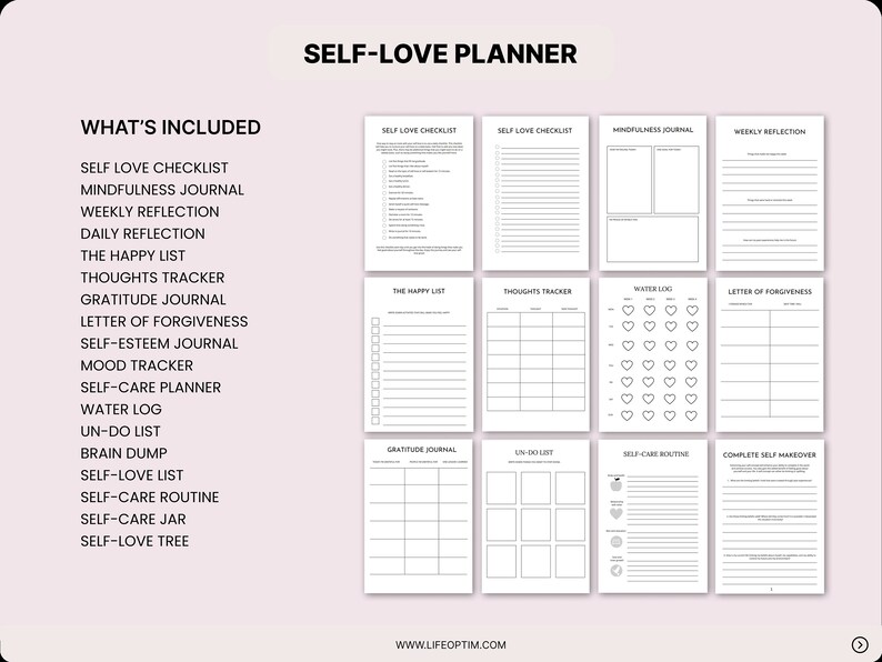 Self Love Printable Template Self Care Printable Planners Etsy
