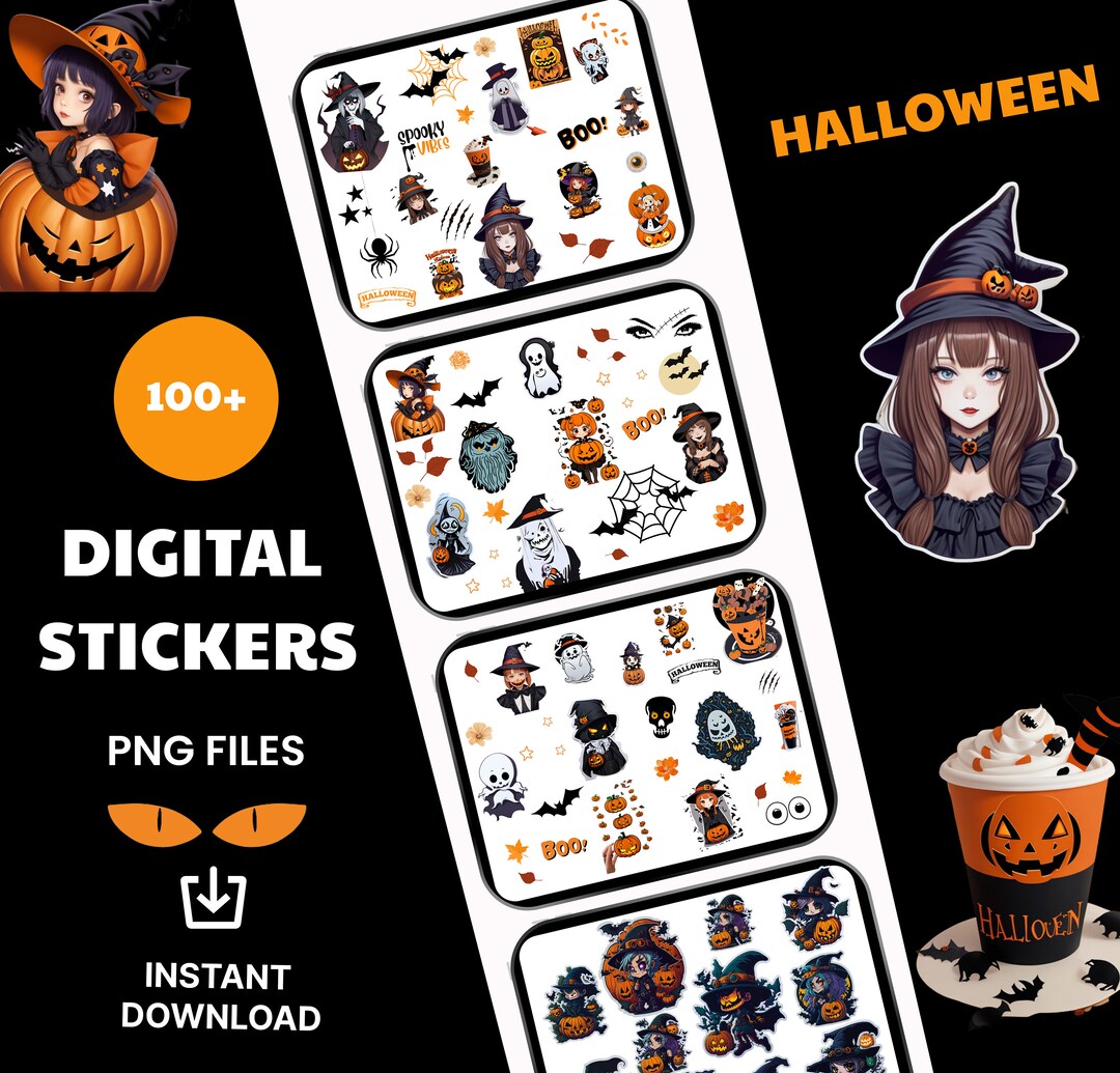 Halloween Digital Stickers Halloween Png Halloween Bundle - Etsy
