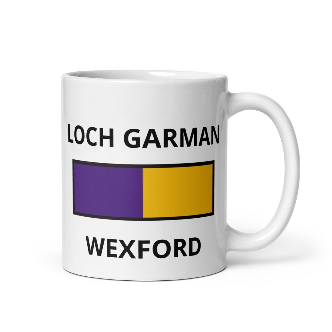 11 Oz. Mug White Glossy Ceramic ‘LOCH GARMAN / WEXFORD’ County Colours ...