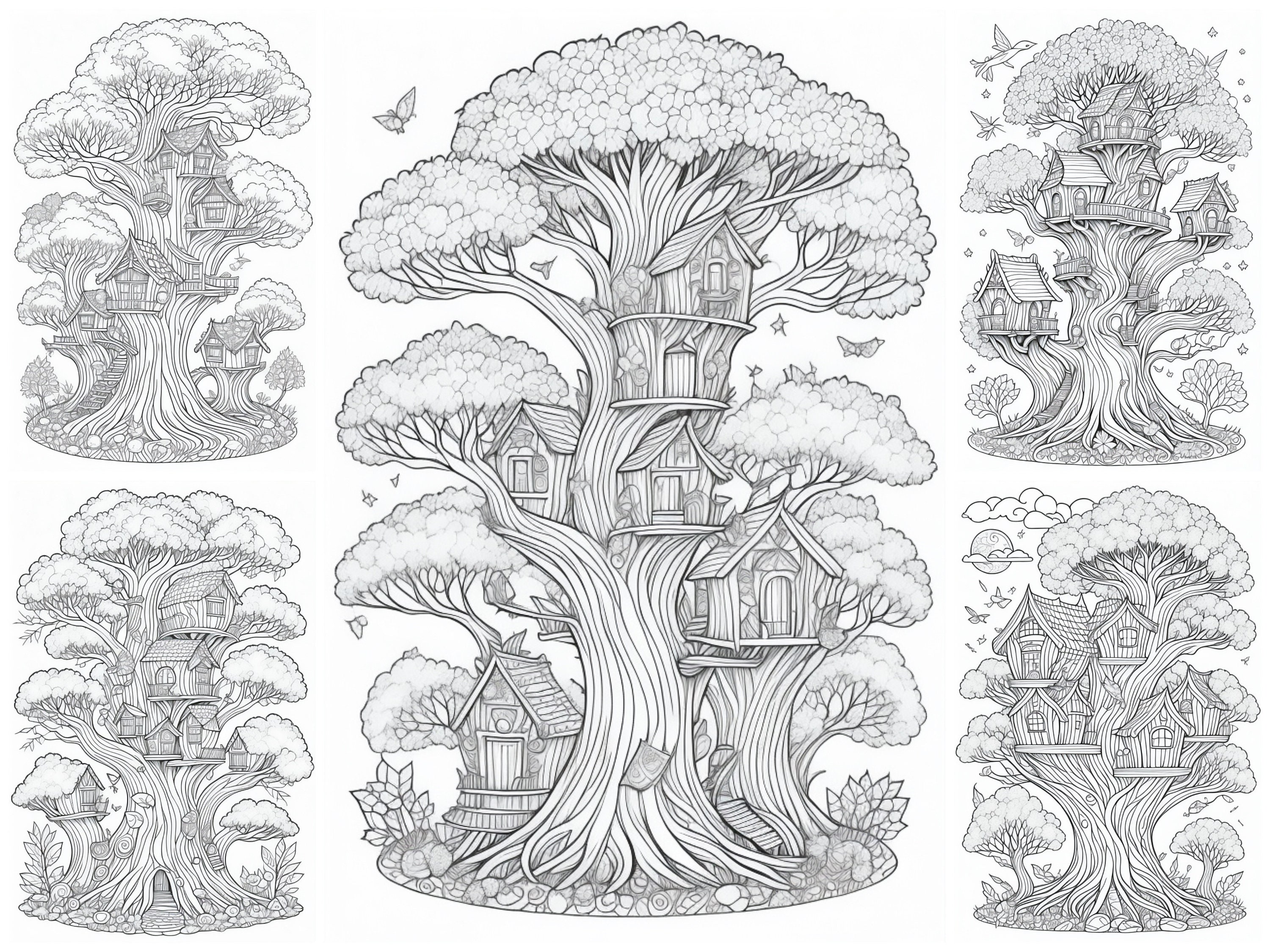 30 Fairy Treehouses Coloring Pages PDF File - Etsy