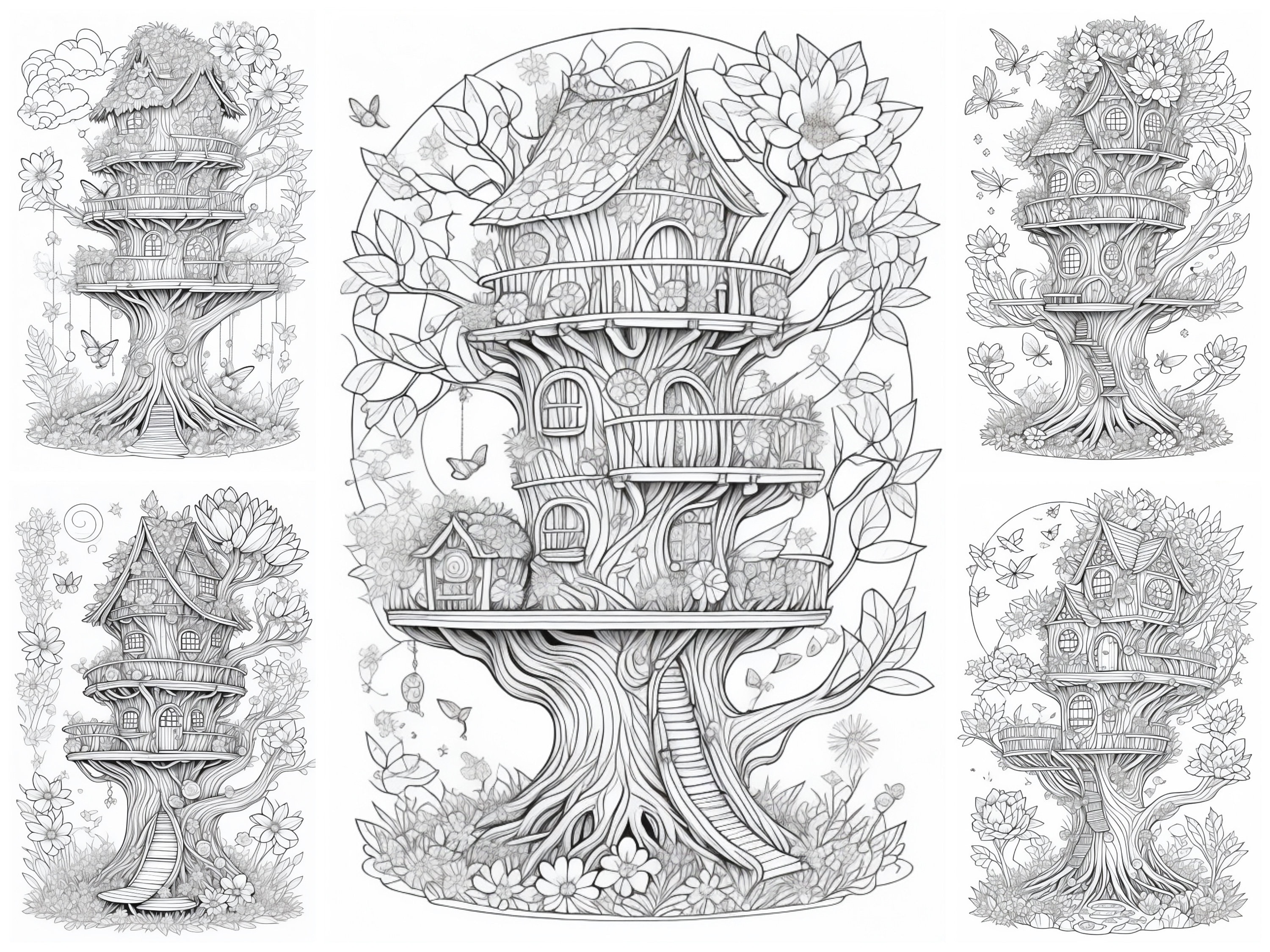 30 Fairy Treehouses Coloring Pages PDF File - Etsy