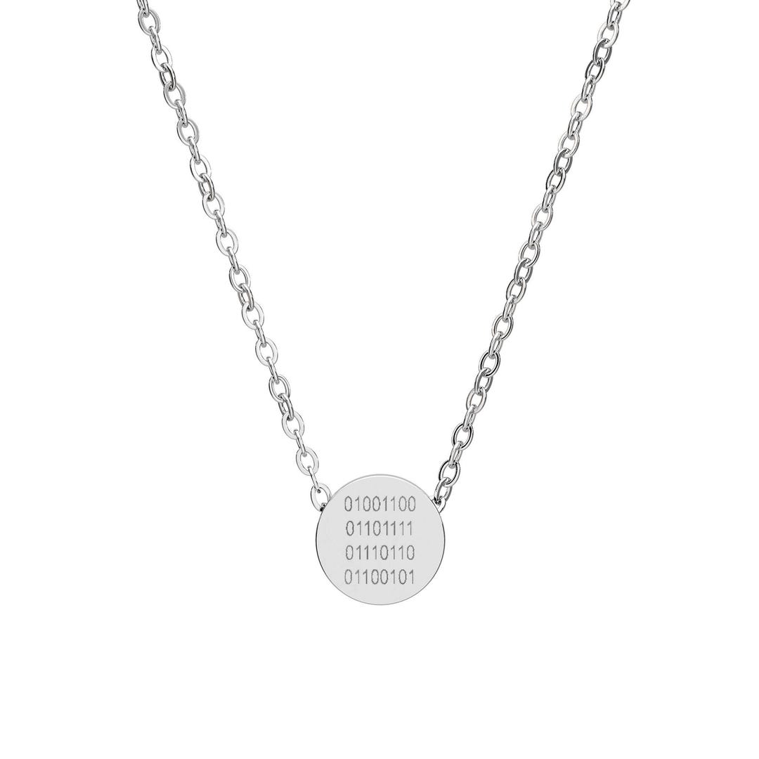 Dainty Binary Love Necklace Round Pendant Tech Jewelry Geek Chic Gift ...