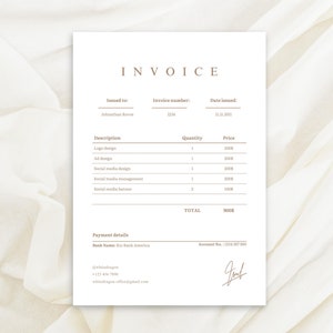 Invoice Template for Small Business Minimal Client Invoice Digital ...