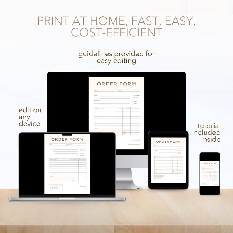 Order Form Template Simple Purchase Form for Small Business Neutral ...