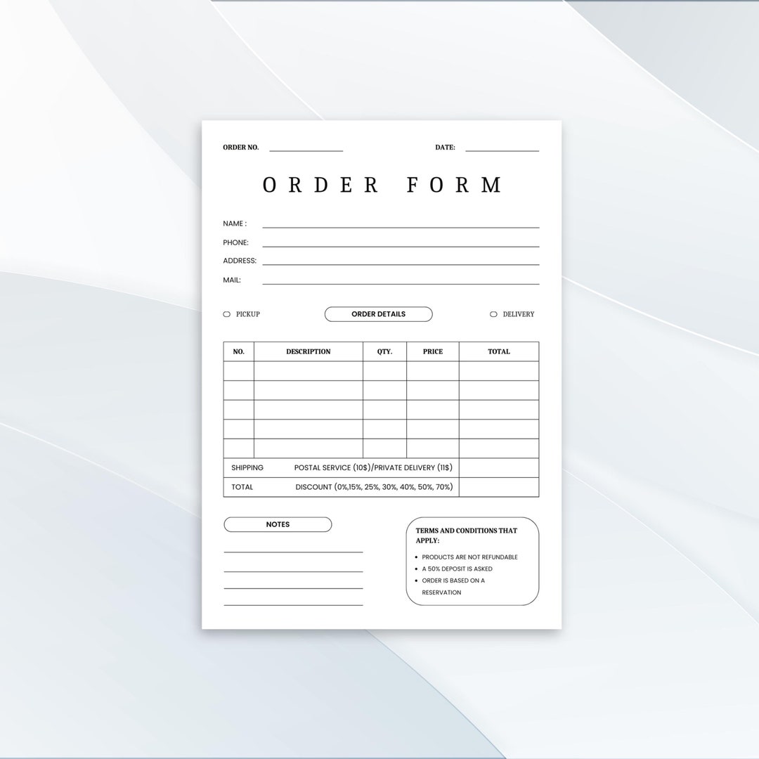 Editable Ordering Form Template for Small Businesses Custom Canva Order ...