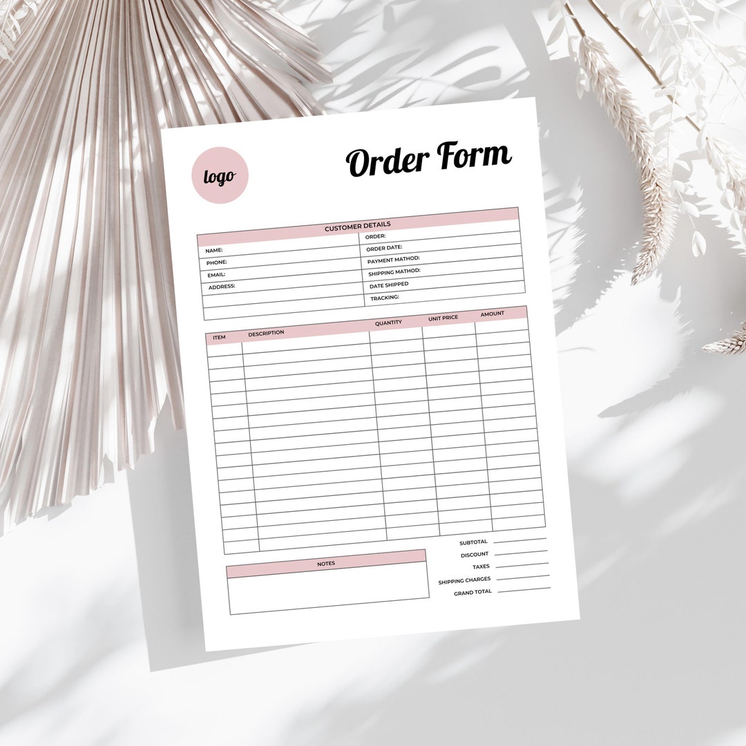 Order Form Simple Editable Template Neutral Custom Purchase Form Modern ...