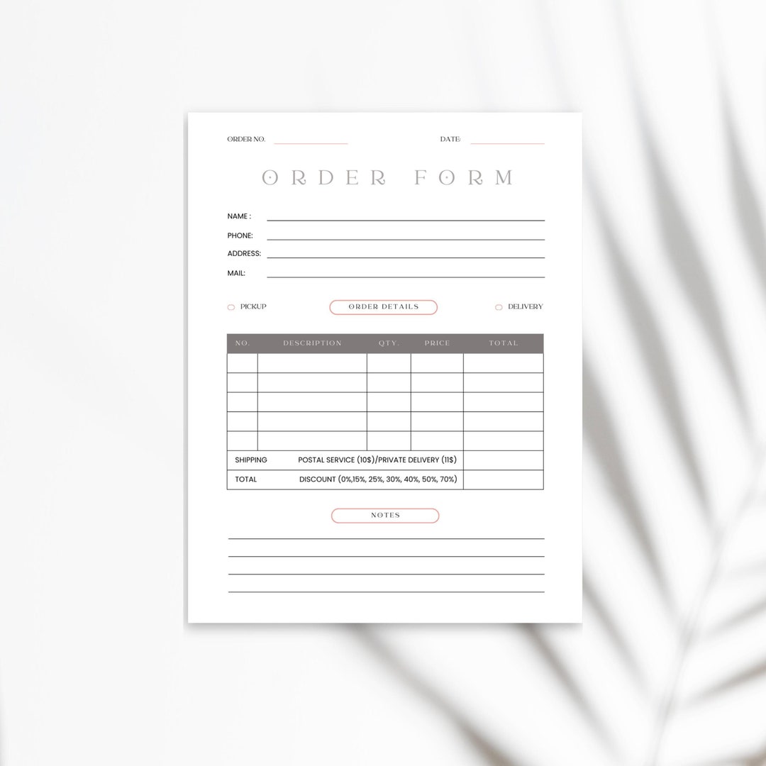 Editable Ordering Form Template for Small Businesses Custom Canva Order Form for Etsy Sellers ...