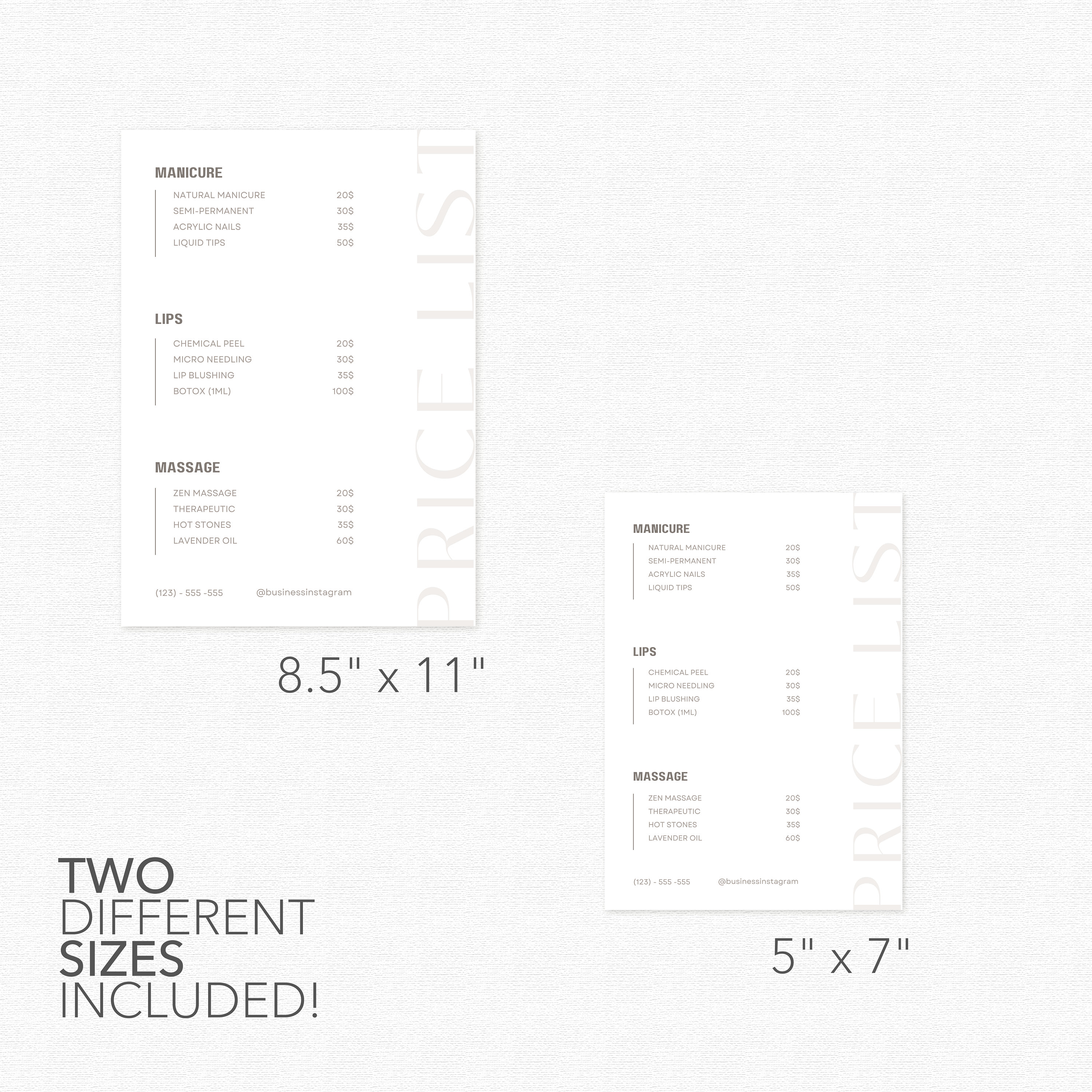 Price List Template Minimal Price List for Small Business Editable ...