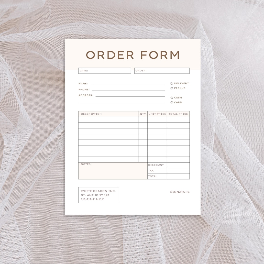 Order Form Template Simple Purchase Form for Small Business Neutral ...