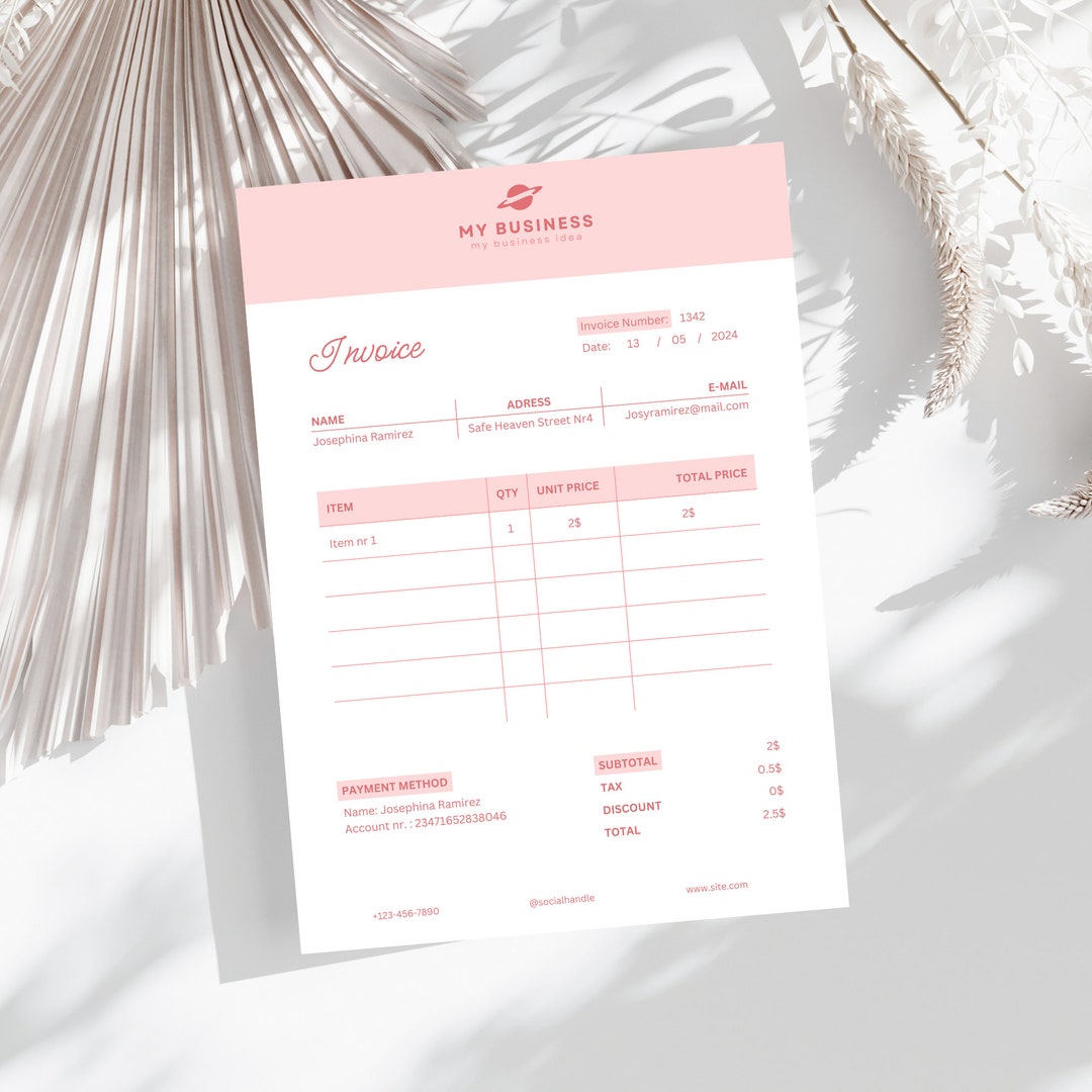 Invoice Template for Small Business Minimal Client Invoice Digital ...