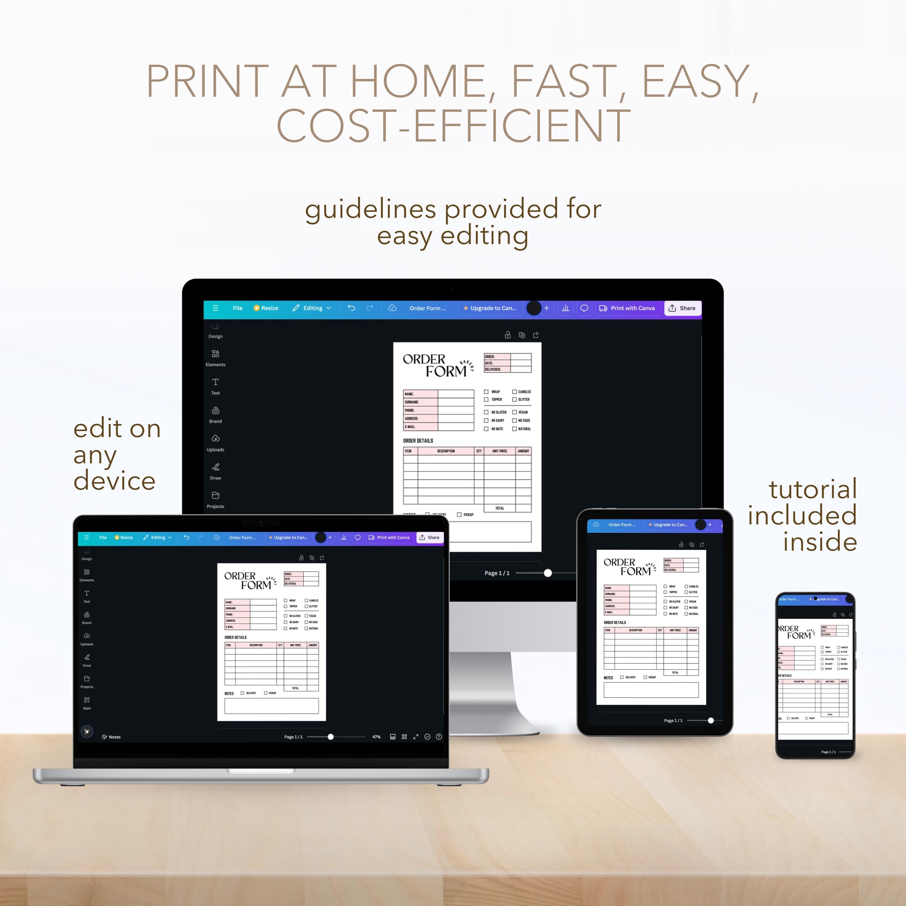 Editable Order Form Template for Small Businesses Custom Cake Ordering ...