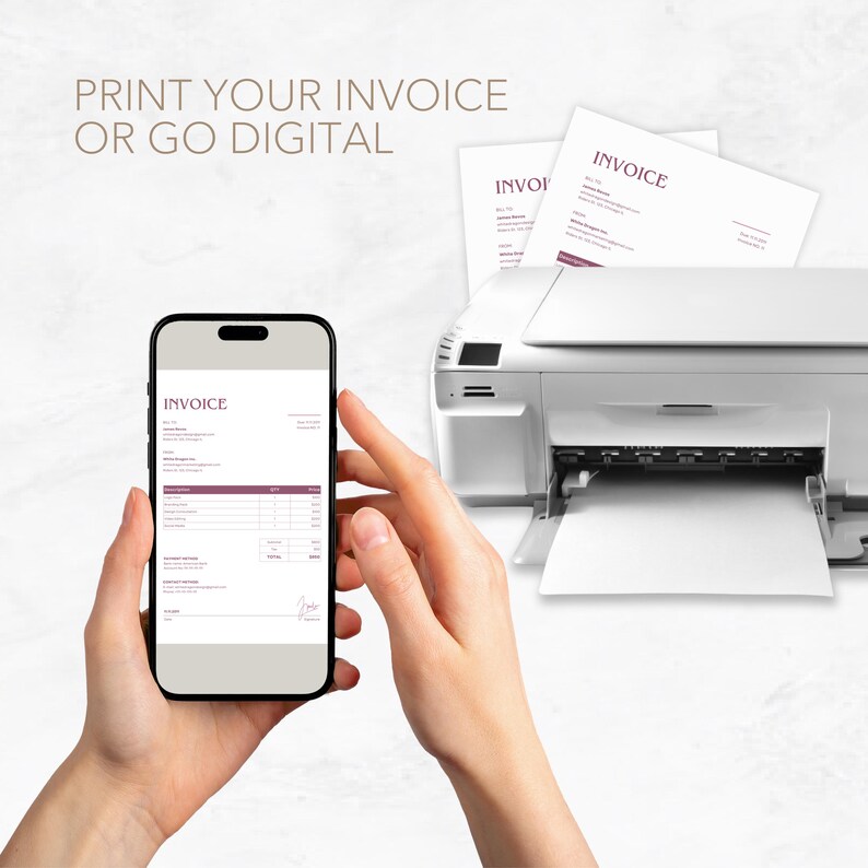Invoice Template for Small Business Minimal Digital Download Client ...