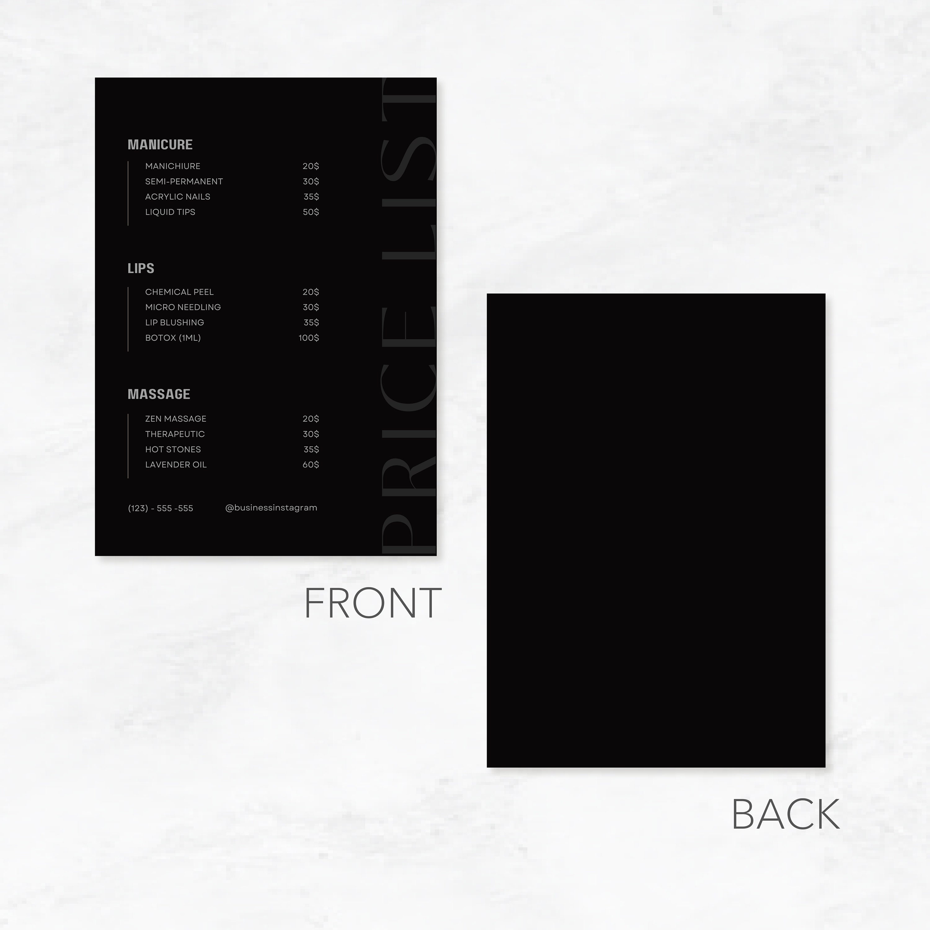 Price List Template Minimal Price List for Small Business Editable ...