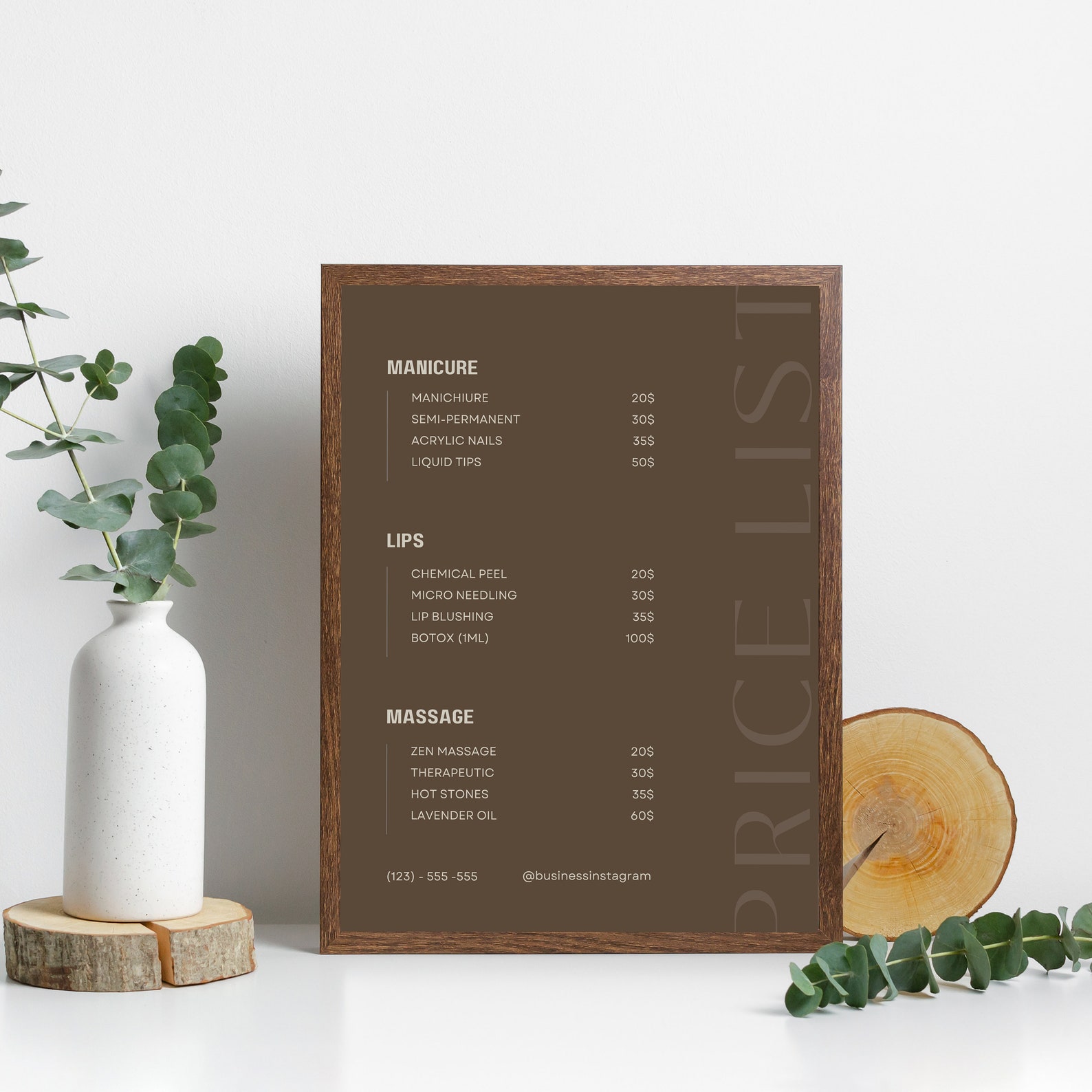Editable Price List Template Boho Price List for Small Business Payment ...